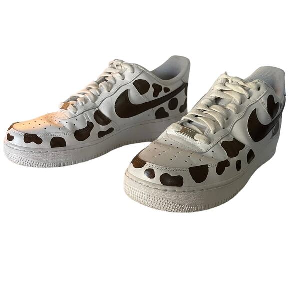 Nike | Shoes | Nike Air Force White Animal Print Custom Paint Sneakers ...